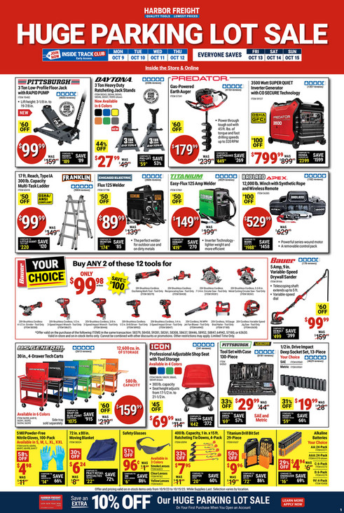 Harbor Freight Tools October Parking Lot Sale - Page 1